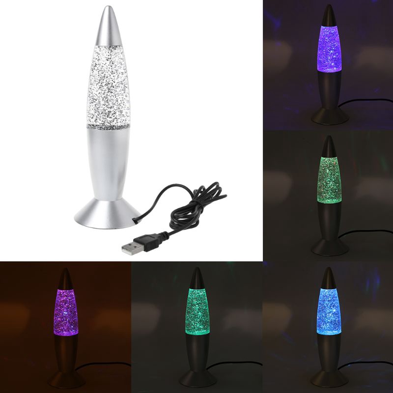 Rocket Multi Color Changing Lava Lamp RGB LED Glitter Night Light ...