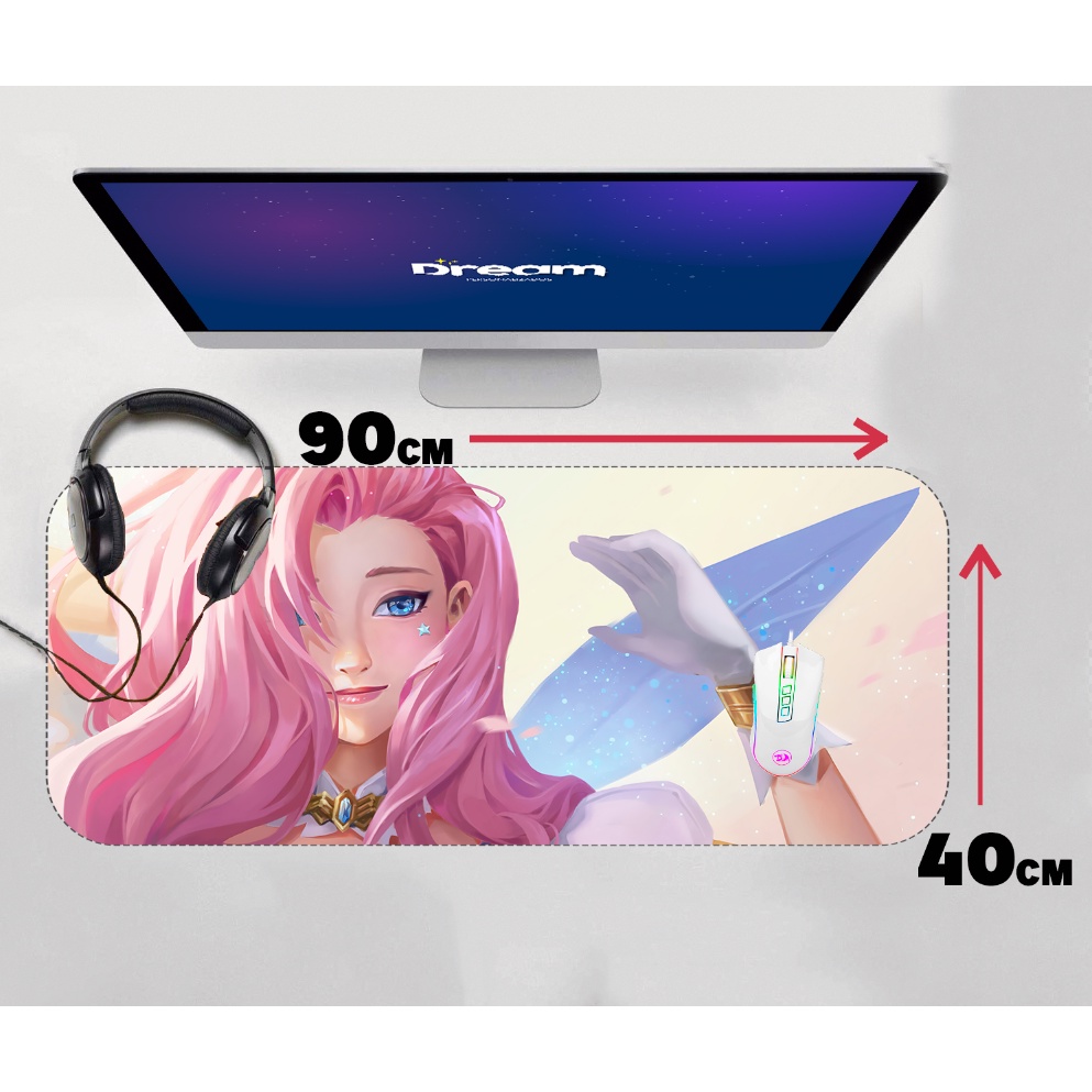 Mouse Pad Gamer Seraphine League of Legends LOL Extra Grande 90x40 ...