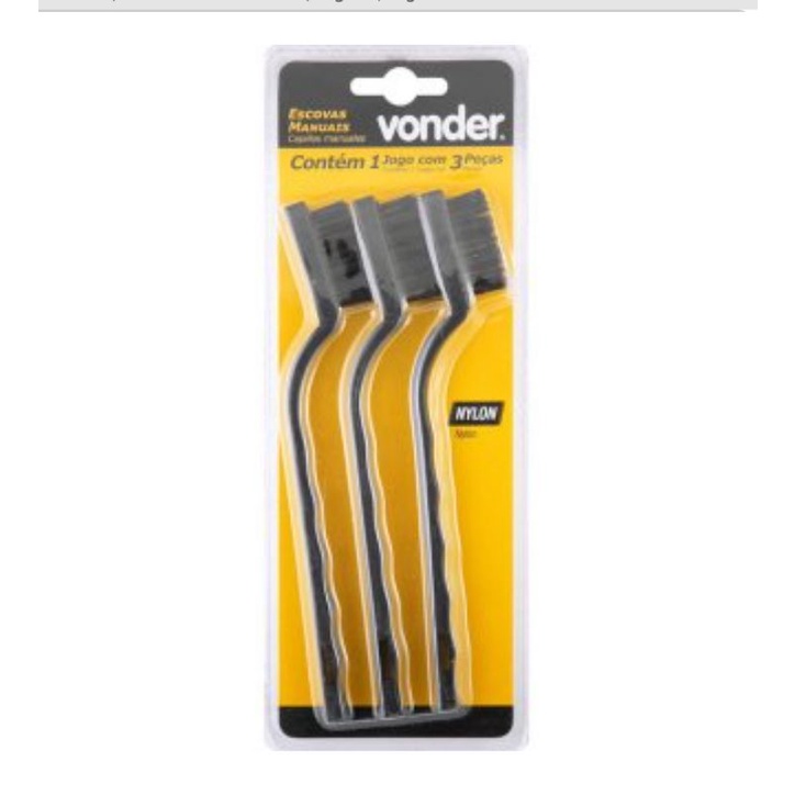 Escova Pequena Manual de Nylon Jogo com 3 Unidades - Vonder | Shopee Brasil
