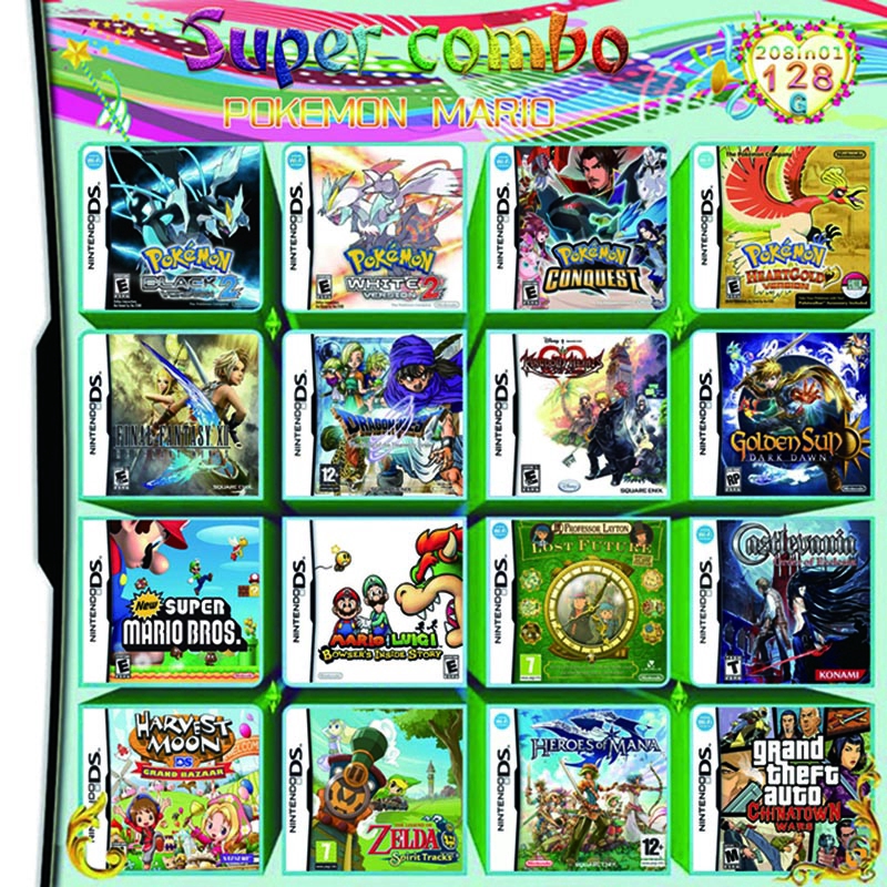 520 468 208 Em 1 Cartucho De Cartao De Jogos Multicart Para DS NDS NDSL NDSi 3DS 2DS XL Shopee Brasil
