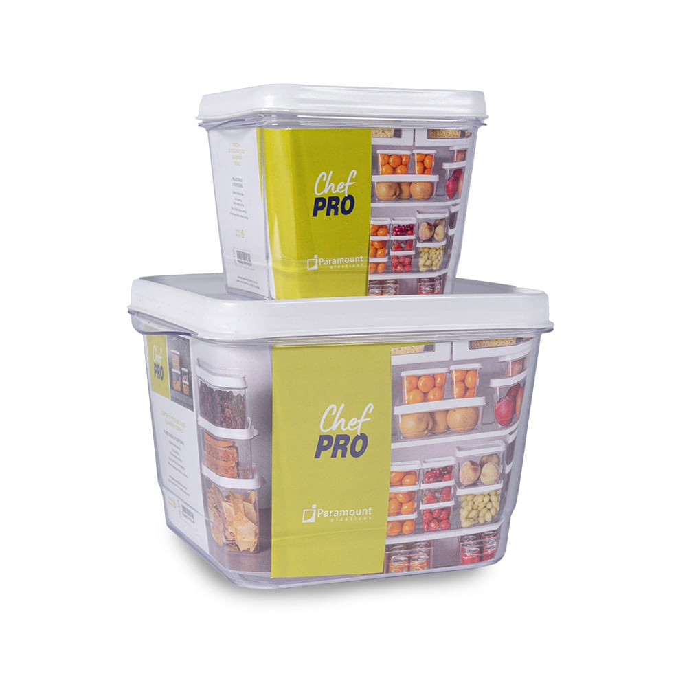 Kit 2 Potes Quadrados Chef Pro Paramount 610|1910 ml | Shopee Brasil