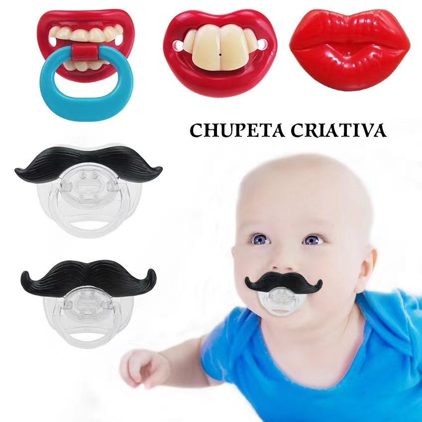 Chupeta De Bigode De silicone Para Bebês | Shopee Brasil