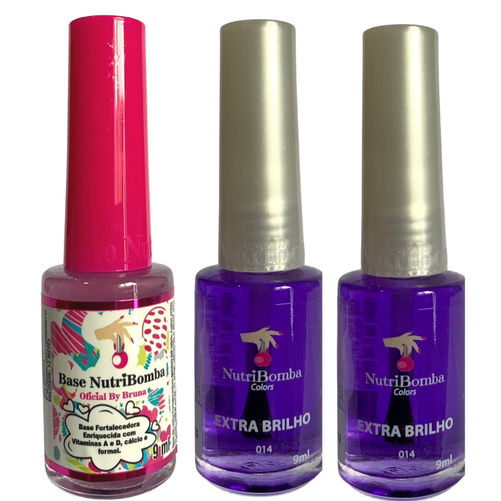 Base Nutribomba Fortalecedora De Unha 1 Unidade + 2 Extra Brilho Nutri ...