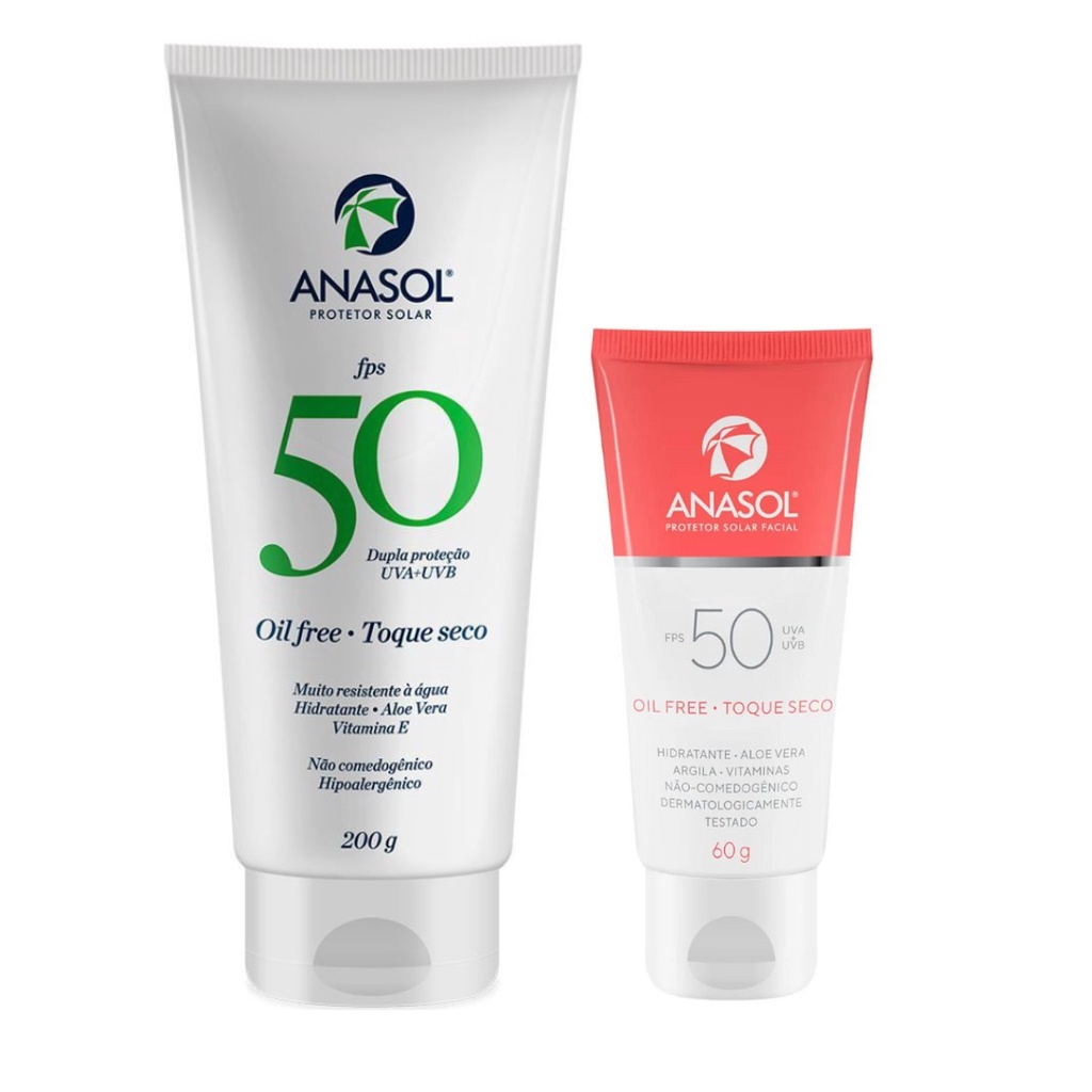 Kit Anasol Protetor Solar Facial FPS 50 60g + Protetor Solar FPS 50 ...