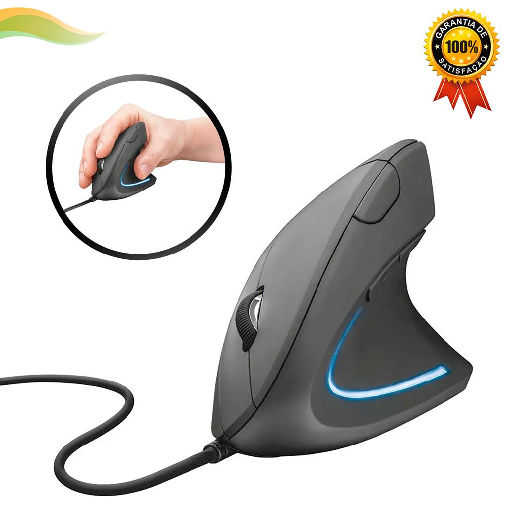 Mouse Vertical Ergonomico Luz Led RGB 6 Botoes | Shopee Brasil