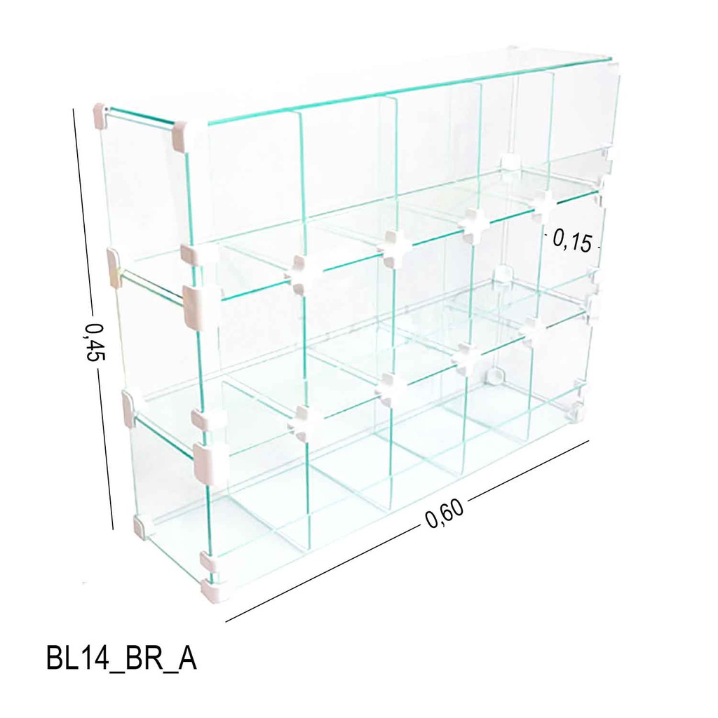 Baleiro De Vidro Expositor Para Bar - Branco 0,60 X 0,45 X 0,15 Cm ...