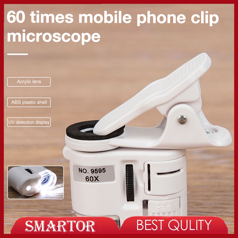 Lupa Microscópica 60X Para Telefone Celular Instrumento Universal LED ...