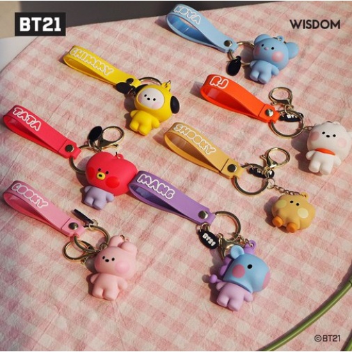 BTS BT21 Official Minini Figure Strap Keyring Figure Keyring Authentic | Shopee Brasil