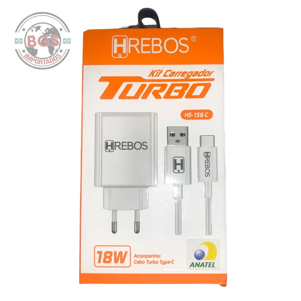 Cabo e Carregador Tomada Fonte Turbo 18W Anatel Original Tipo C V8 ...