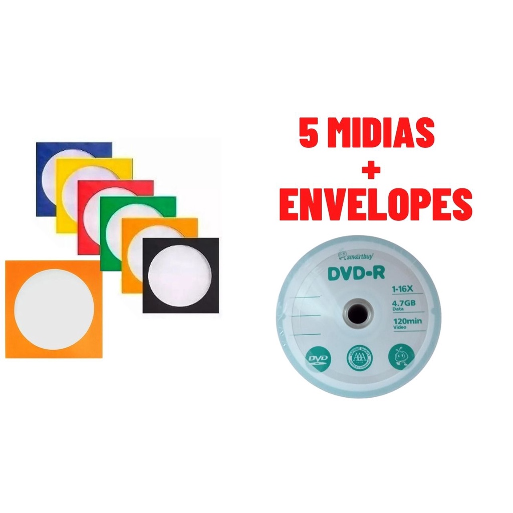 05 unidades de Mídia Virgem DVD-R 4.7gb 120min 8x - Grava Jogo | Shopee ...