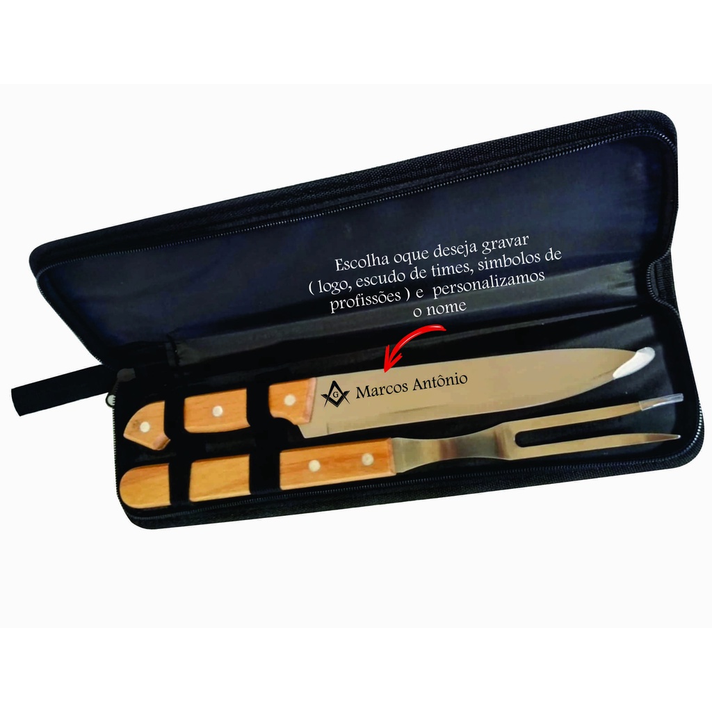 Kit De Churrasco Faca E Garfo Personalizado A Laser | Shopee Brasil