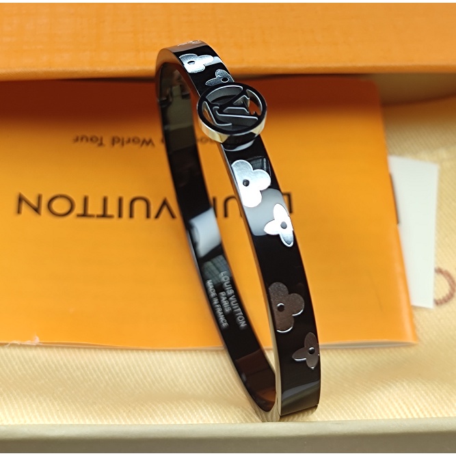 Novo CUFF Gravado Com O Monograma Icônico Bracelete Preto | Shopee Brasil