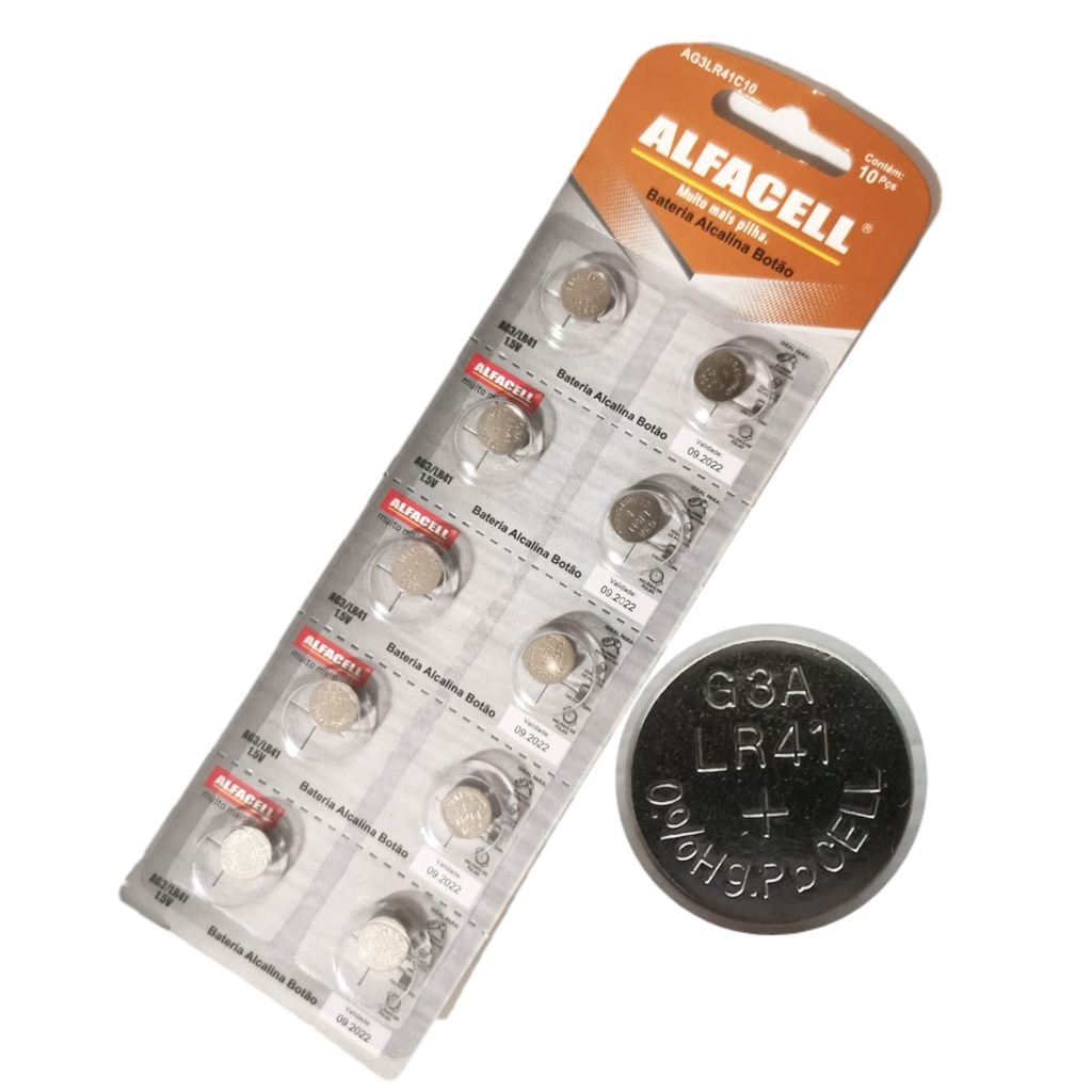 Bateria Pilha alfacell LR41 Ag3 - Cartela Com 10 Unidades | Shopee Brasil