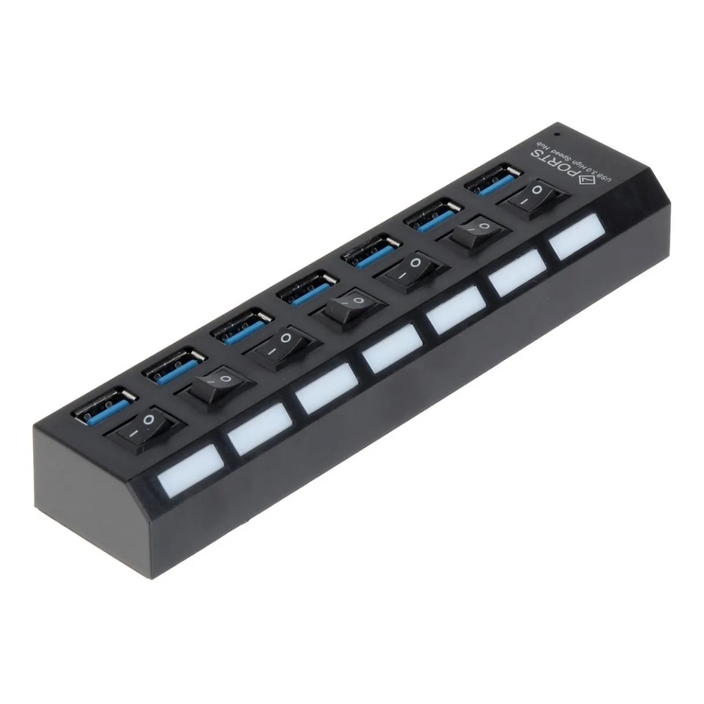 Hub Usb 2.0 Com 7 Portas Switch On/off E Led Indicador alta velocidade ...