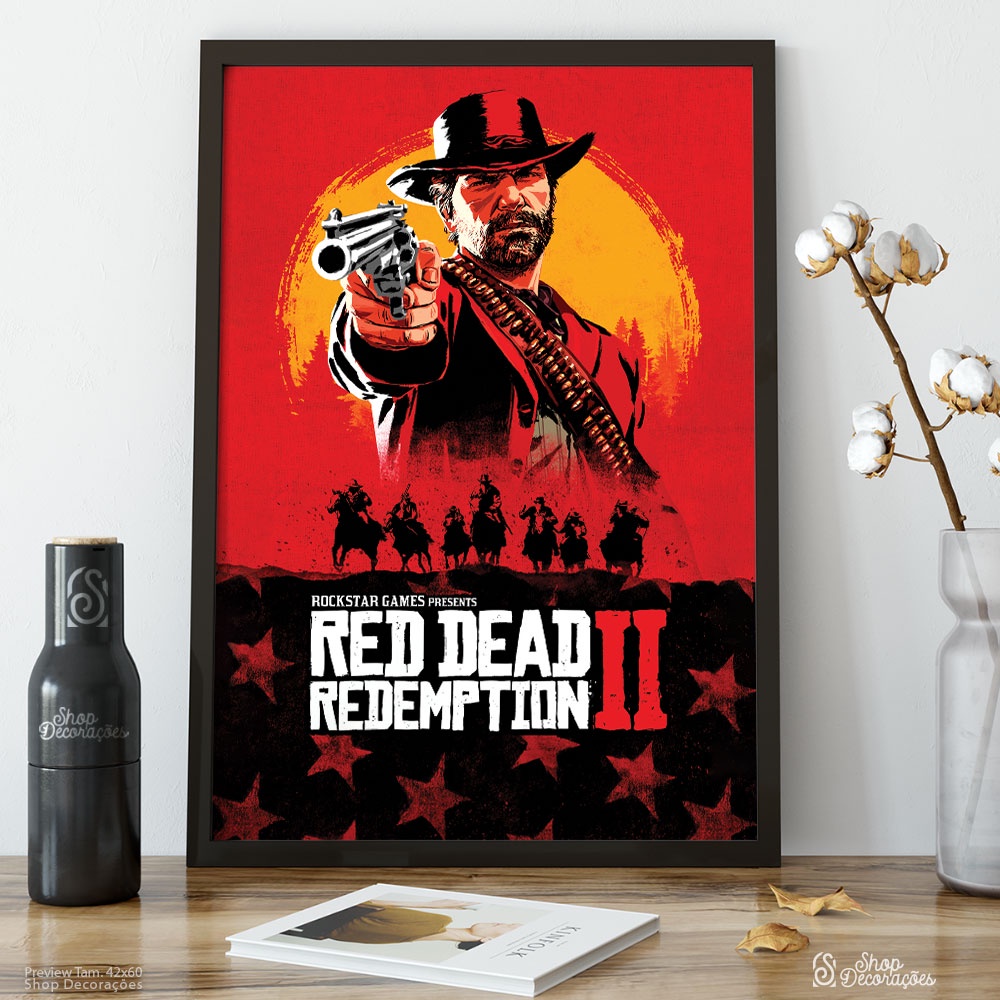 Quadro Decorativo Red Dead Redemption 2 Moldura Preta ou Branca Quarto ...