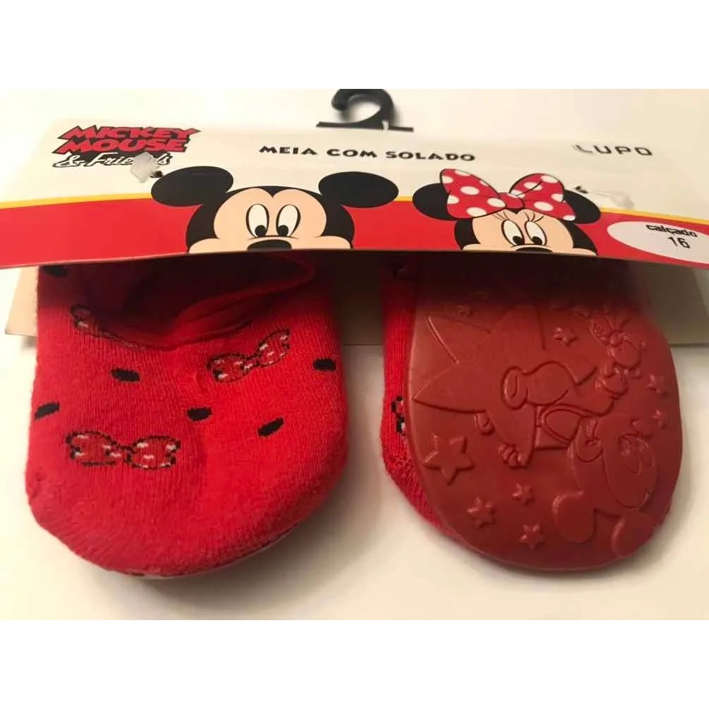 Meia Lupo Disney Solado Antiderrapante Sapatilha Minnie | Shopee Brasil