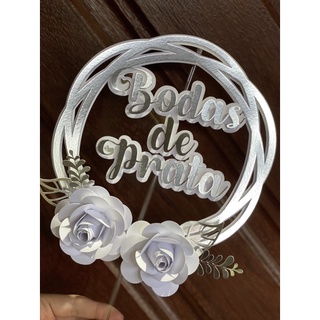 Topper de Bolo, Topo de Bolo Bodas de Prata | Shopee Brasil