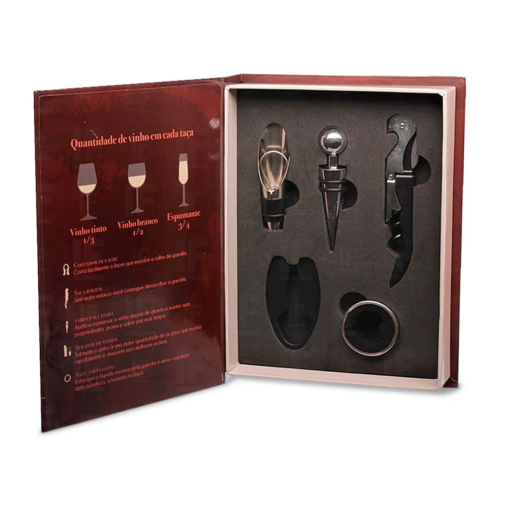 Kit Vinho 5 Peças Abridor Saca Rolha Em Forma De Livro | Shopee Brasil