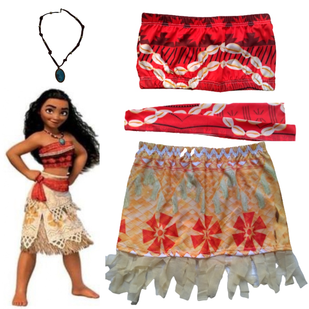 Fantasia Infantil Moana Top com Faixa e Colar | Shopee Brasil