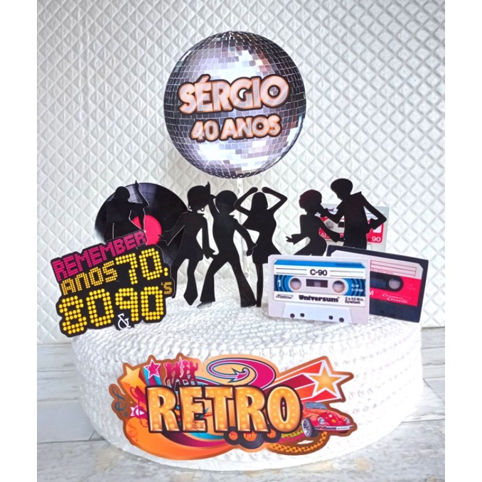 Topo De Bolo Disco Flashback Anos 70 80 90 Shopee Brasil
