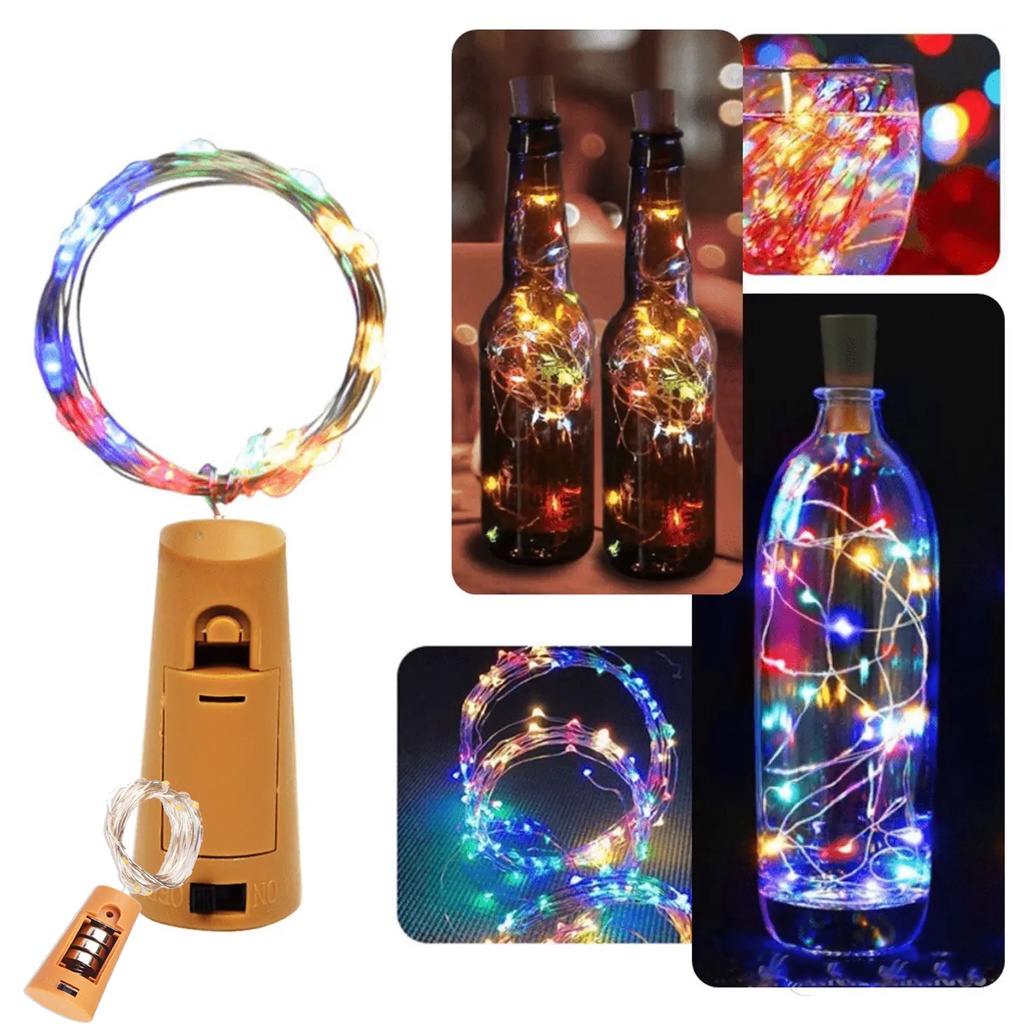 Fio de Fada Rolha Led a pilha 2 metros Luminária Para Decoração ...