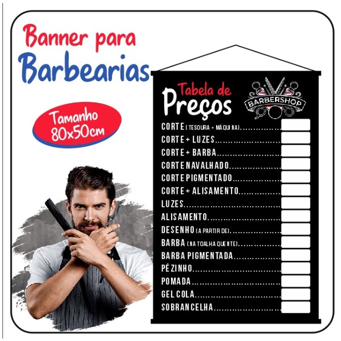 Banner Barbearia Tabela de Preços Barber shop Barba Barbeiro | Shopee ...