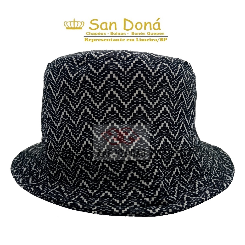 Chapéu Bucket Fashion Preto E Branco Original San Dona 54 a 61 Cod: 156 ...