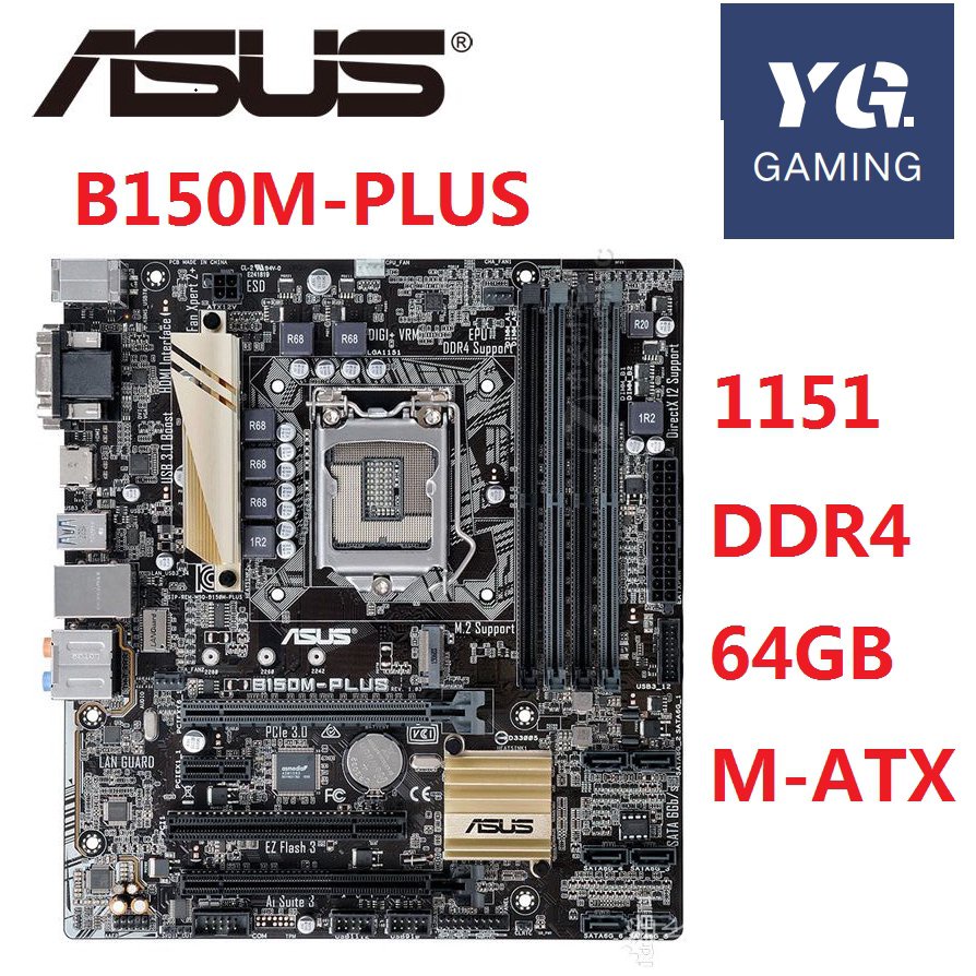Placa Mae Asus Ddr4 1151 B150m Plus Gamer 6 E 7ª Geraçao i3 i5 i7 Nfe ...
