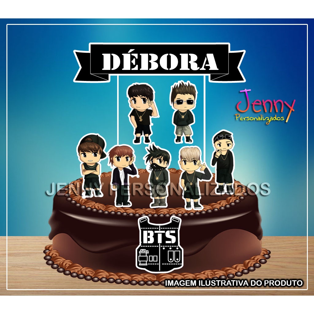 Topo Topper de bolo BTS Personalizado | Shopee Brasil