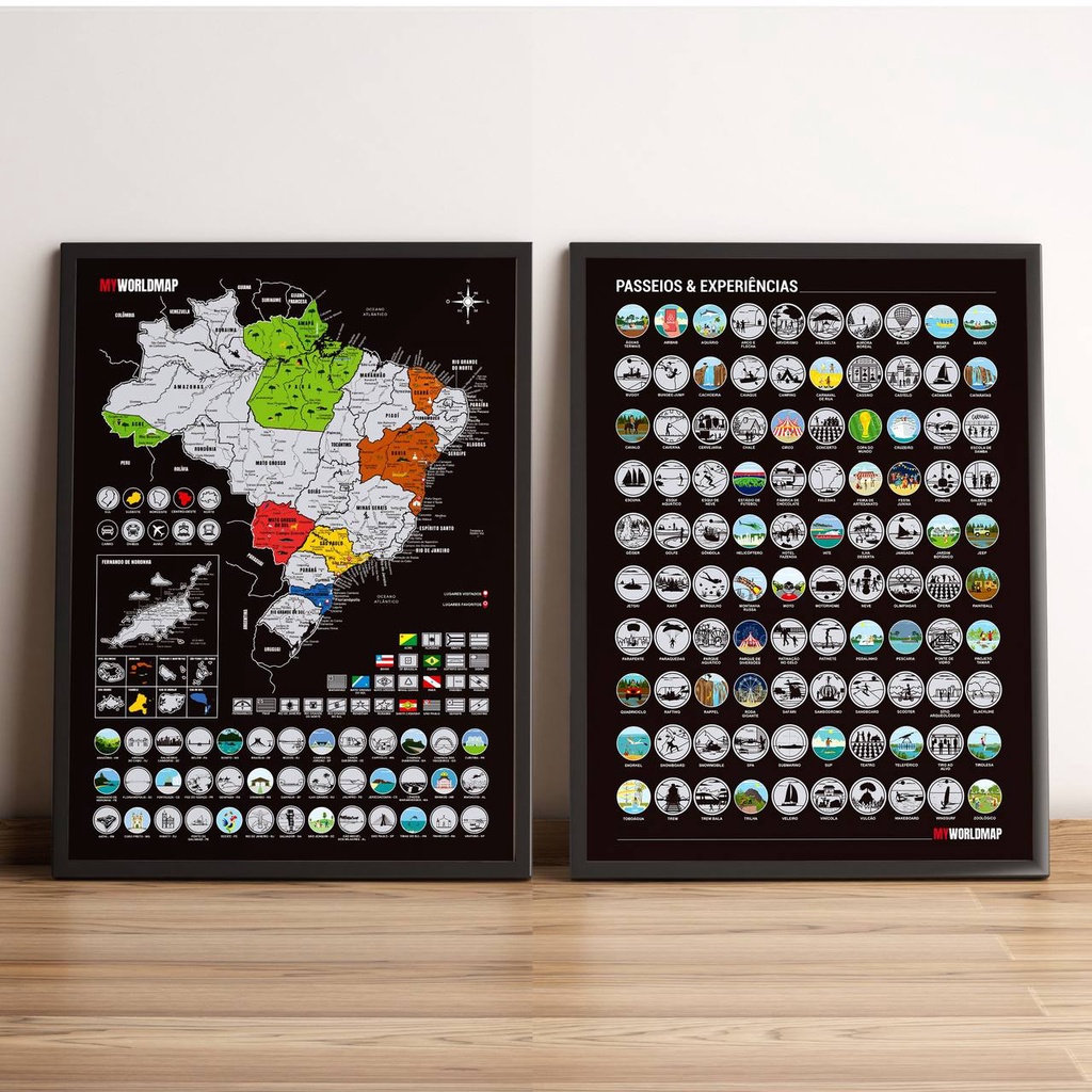Kit Mapa Raspar Brasil e Lista Raspadinha 100 Passeios e Experiências ...