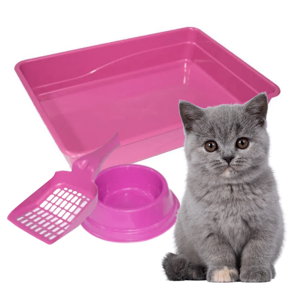 Kit Para Gato Furacão Pet com Caixa de Areia, Pá Higiênica e Tigela ...