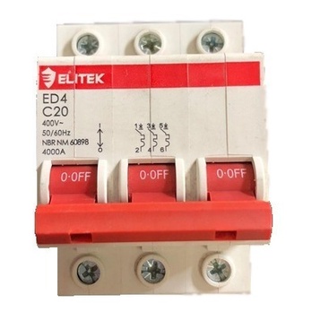 Disjuntor Tripolar 20 Amperes Elitek | Shopee Brasil