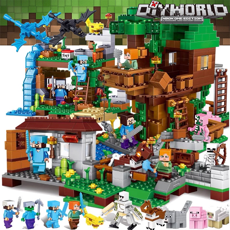 Lego Minecraft Treehouse Courtyard Compatível com Meu Mundo Mini Boneca ...