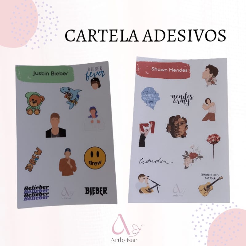 Cartela Adesivos - Justin Bieber E Shawn Mendes | Shopee Brasil