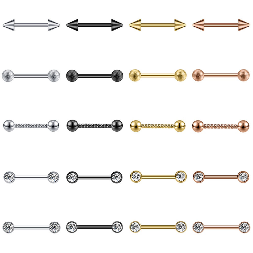 Barra De Piercing Corporal De Aço Inoxidável , 4 Cores , 14G , Anéis De ...
