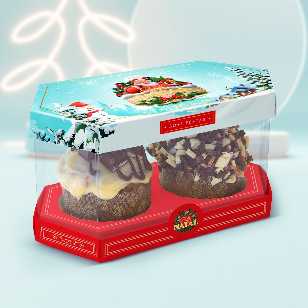 10 Embalagem Caixa 2 Mini Panetone Chocotone 100g Natal 2023 Shopee