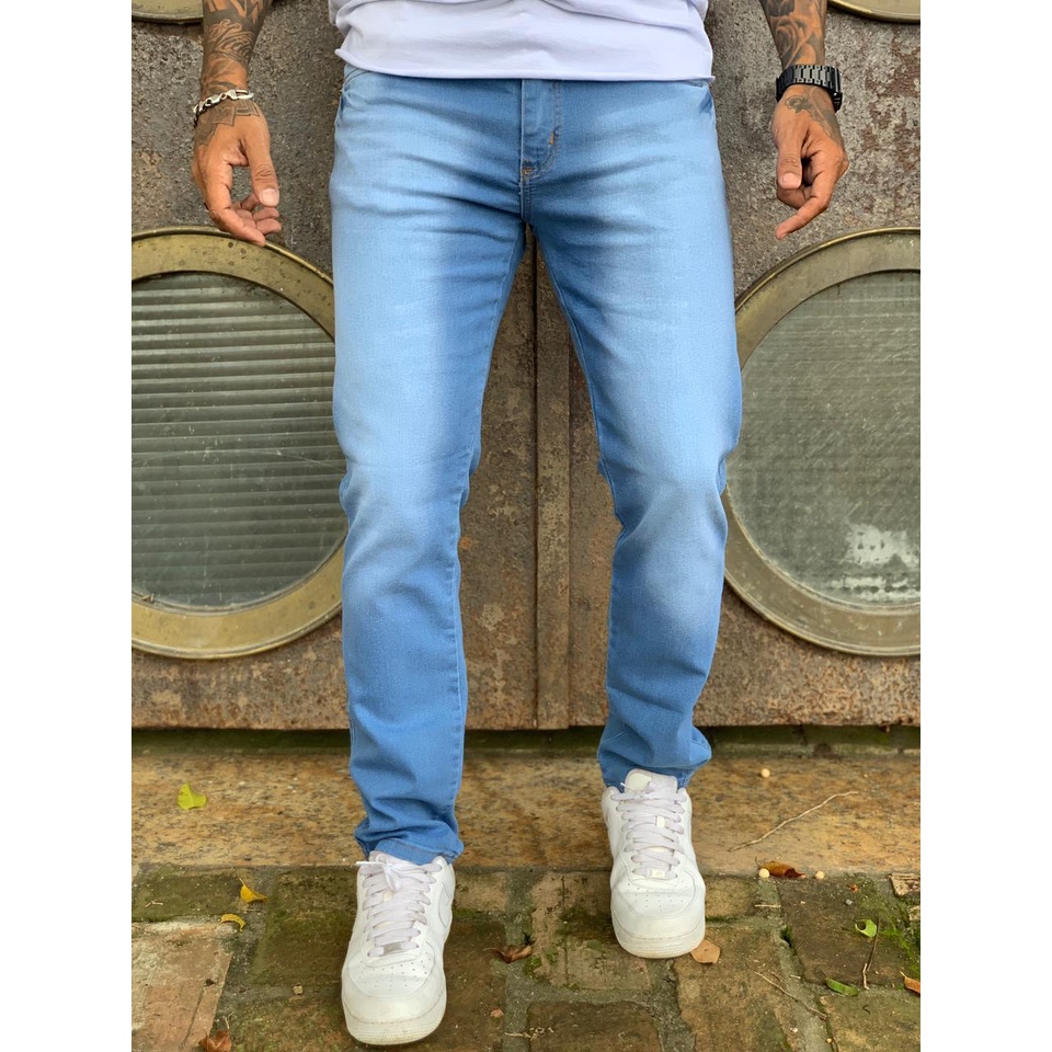 Calça Jeans Masculina Slim Fit C Elastano Lycra Premium Shopee Brasil