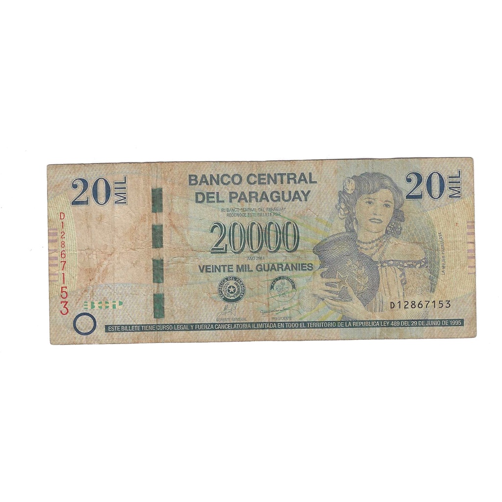 Cédula Paraguay 20000 guaranies do ano de 2011 em R | Shopee Brasil