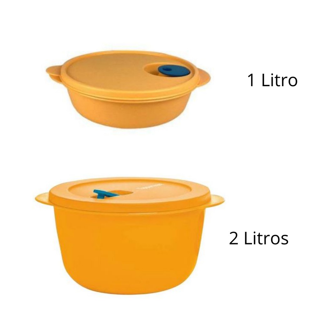 Tupperware Microondas Cristalwave Laranja 1 litro e 2 litros - Marmita ...
