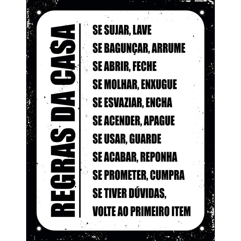 Placas decorativas quadros Regras Casa Cozinha | Shopee Brasil