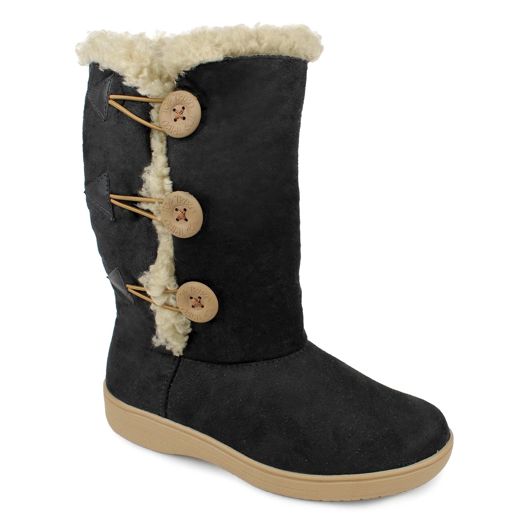 Bota Feminina Forrada Com Pelo Inverno Top Tribo Suede Com Ajuste de ...