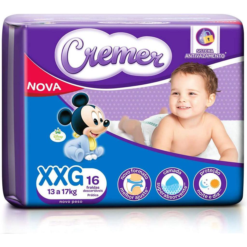 FRALDA CREMER DISNEY JUMBO PACOTE XXG 16 UNIDADES | Shopee Brasil