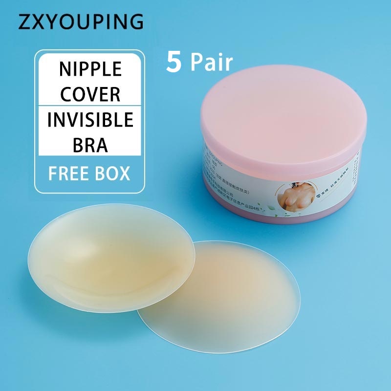 1/5 Par Protetor Tapa Redondo de Mamilos Silicone Sutiã Adesivos 7/8 CM ...