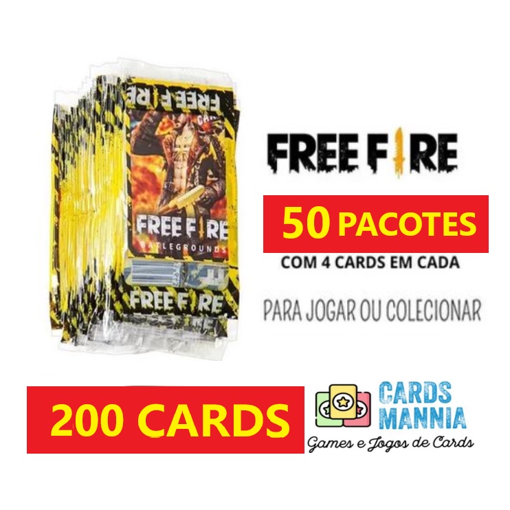 Kit 200 Cards Free Fire 50 Pacotes Barato Jogo Coleção Cartinhas ...