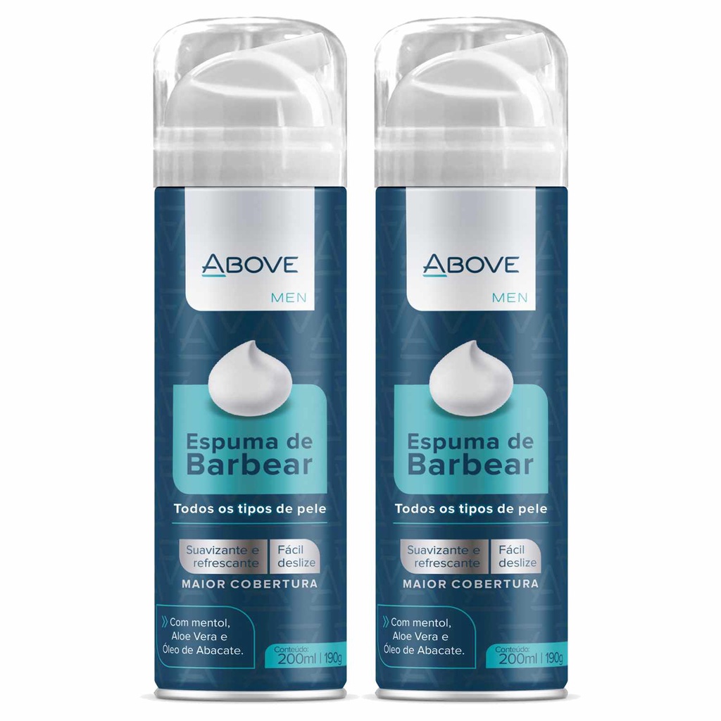 Kit 2un Espuma de Barbear Above Men Todos Tipos de Pele 190g | Shopee ...