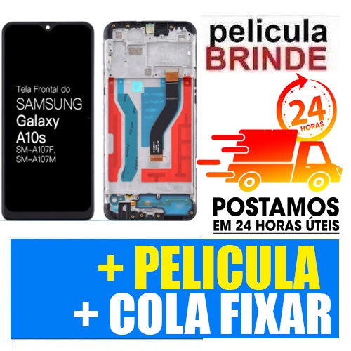 Tela Frontal Touch Display do Galaxy A10s A10 LCD Compatível com A107M com ARO + Pelicula ...