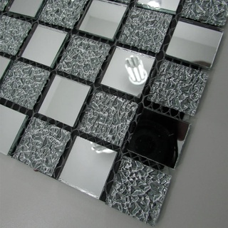 Pastilha de parede auto adesivas Vidro Espelhada Prateada Xadrez ...