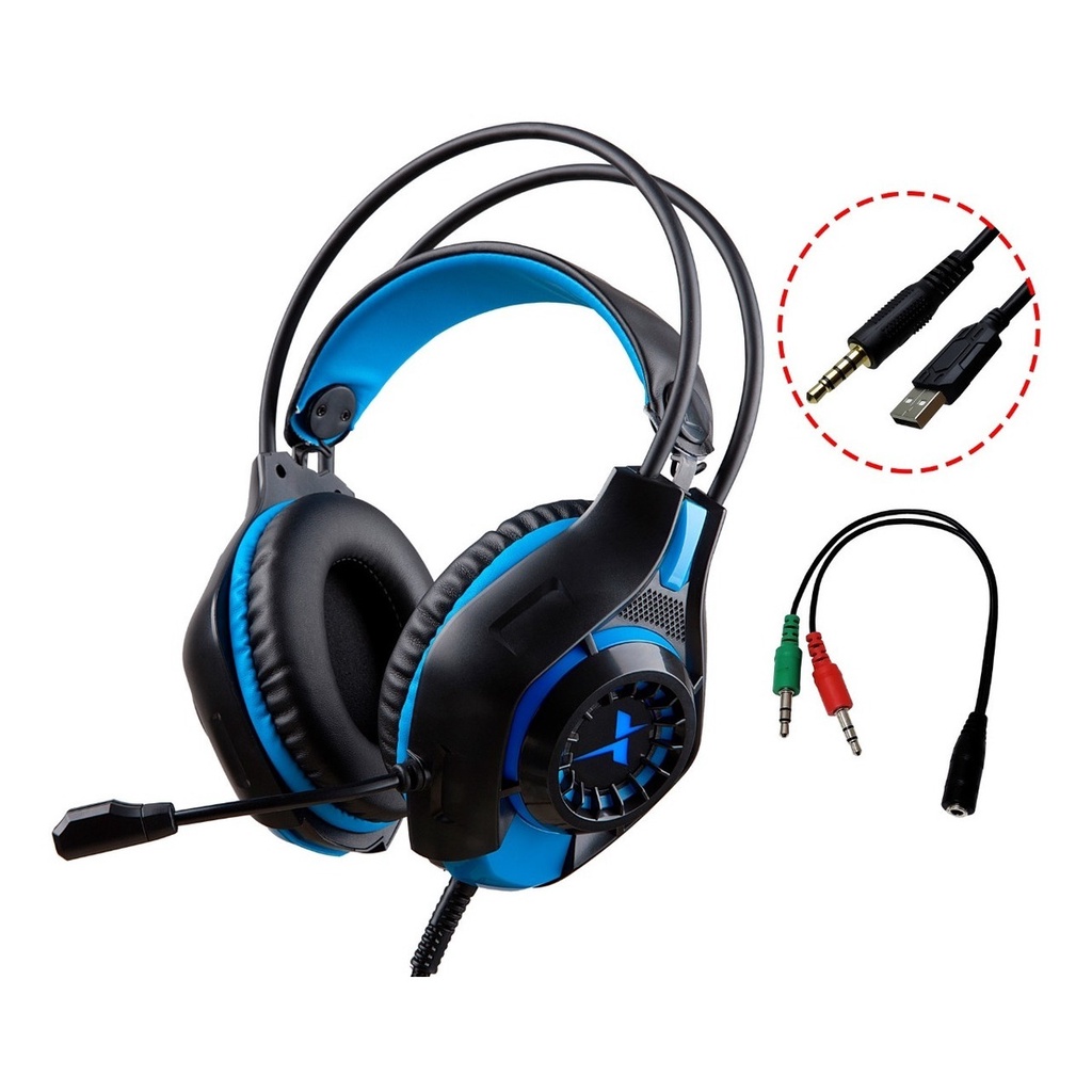 Fone Headset Gamer P3 C/led Usb + Adaptador Y P2 Ps5 Ps4 Pc Notebook ...