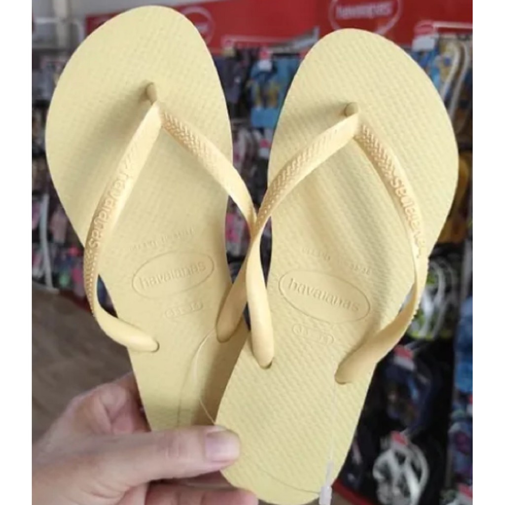 Chinelo Havaianas Slim Original Feminino Tira Fina Cor Amarelo Limao ...