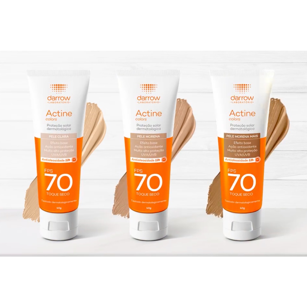 Protetor Solar Facial Actine Colors FPS 70 com 40g - Com cor | Shopee ...